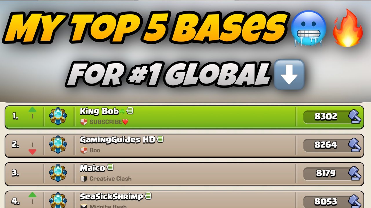 THE 5 BEST BH10 BASES from TOP 10 GLOBAL! Clash of Clans - Builder Base ...