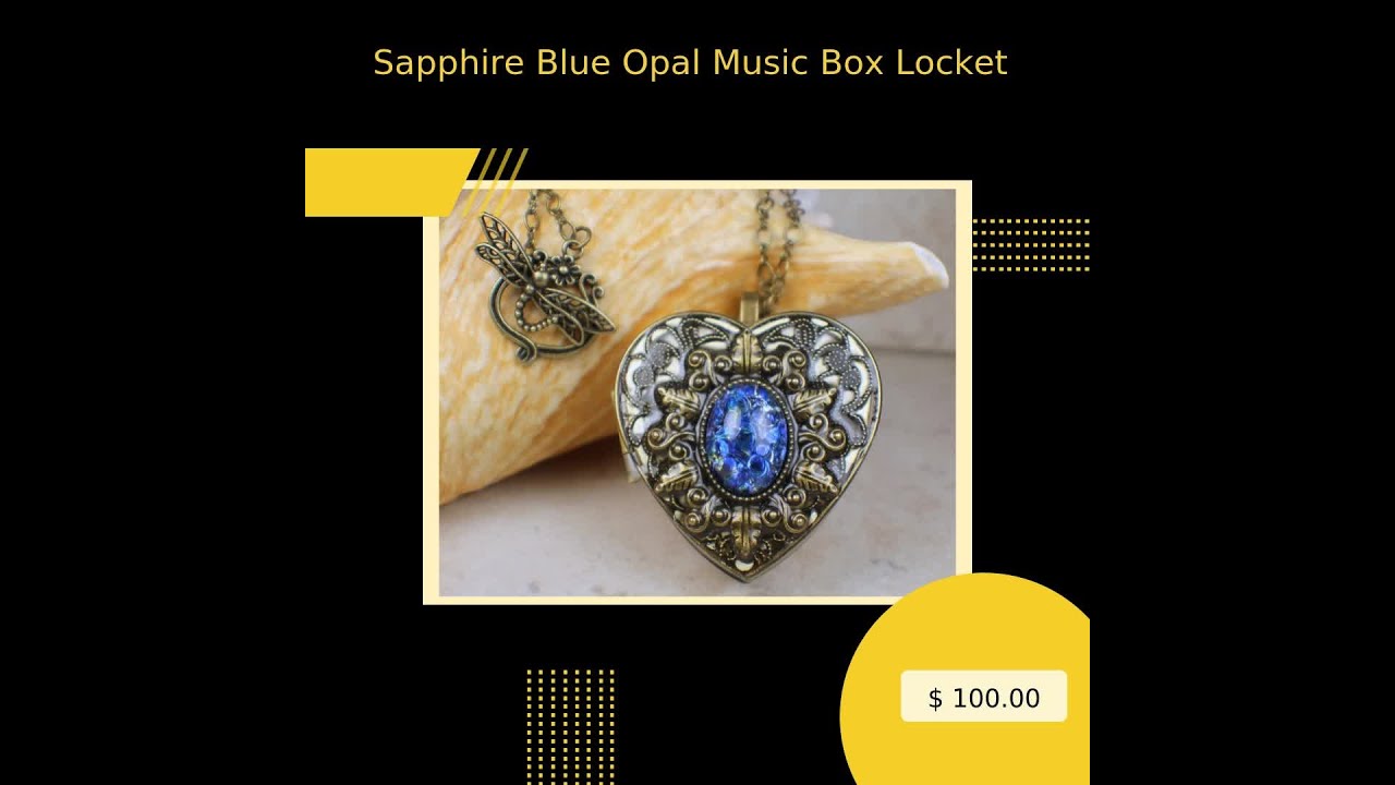 Sapphire Blue Opal Music Box Locket - YouTube