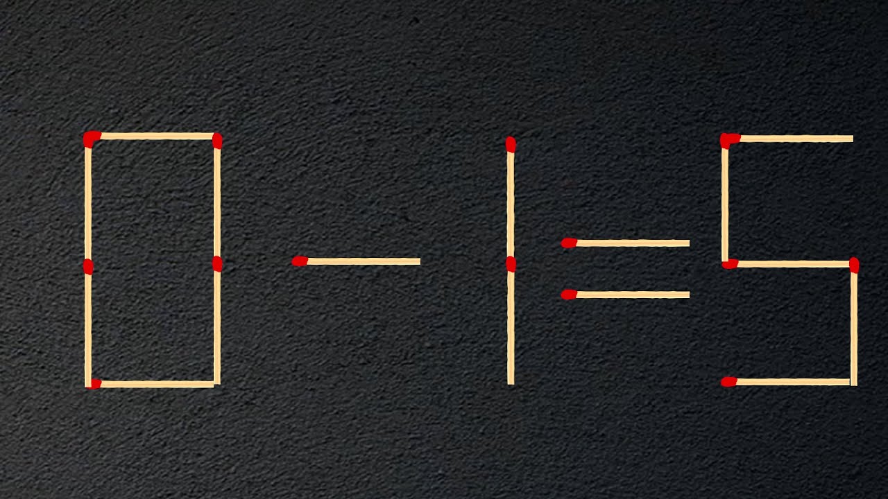move 1 matchstick to make the equation correct 0-5=1, Matchstick puzzle ...