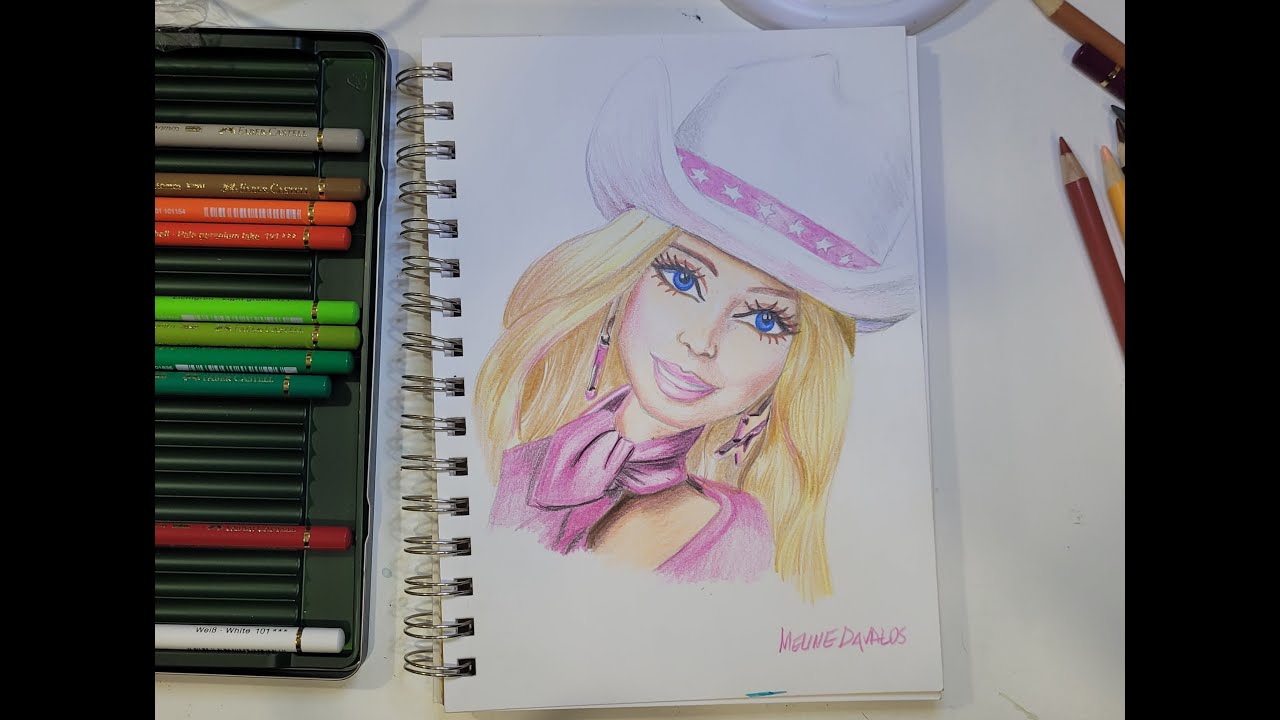 Coloring My Barbie Drawing With Color Pencils - YouTube