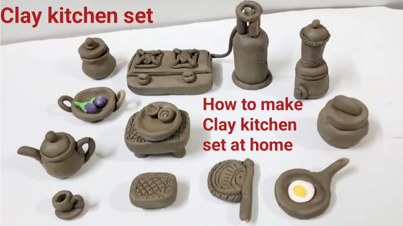 Easy technique make handmade miniature kitchen set with clay।।miniature ...