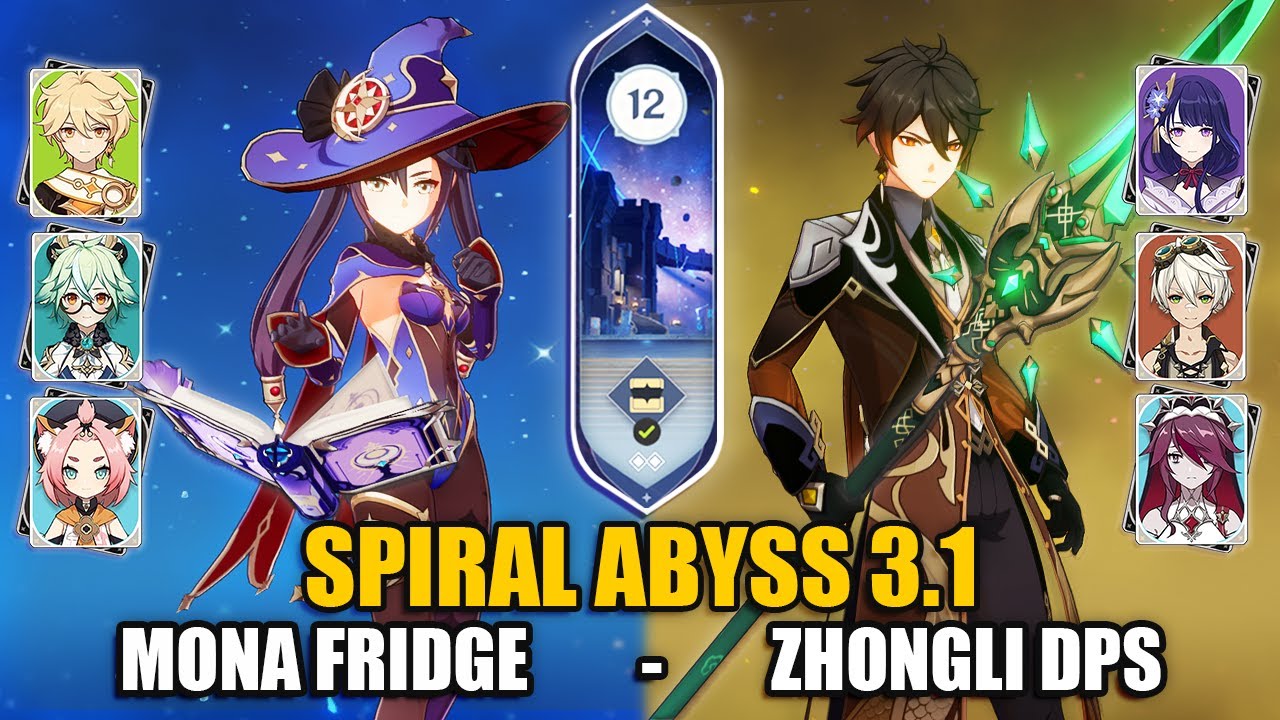 Mona Full EM Fridge Team & Zhongli DPS Team | F2P Spiral Abyss 3.1 Floor 12 9 Stars | Genshin ...