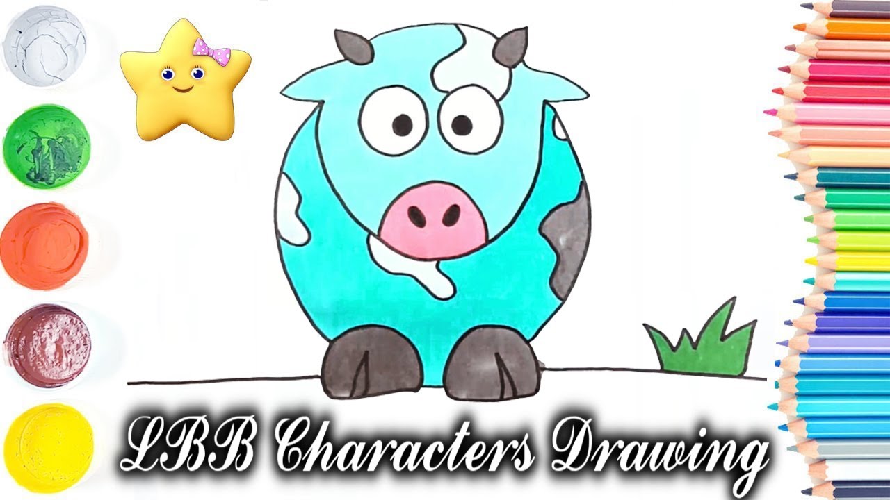 How to Draw a CUTE COW | From LittleBabyBum! | LBB Characters Drawing ...