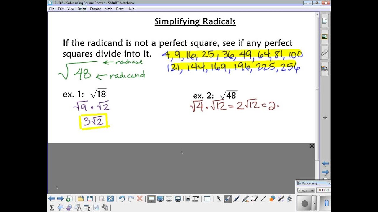 9 6 Solve Using Square Roots YouTube 9 6 Solve Using Square Roots YouTube