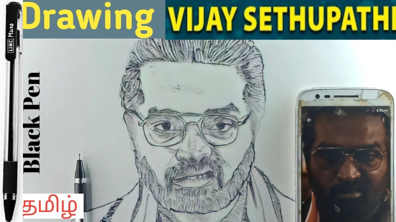 Actor Vijay Sethupathi | Vikram Movie Villain | Black Pen Drawing ...