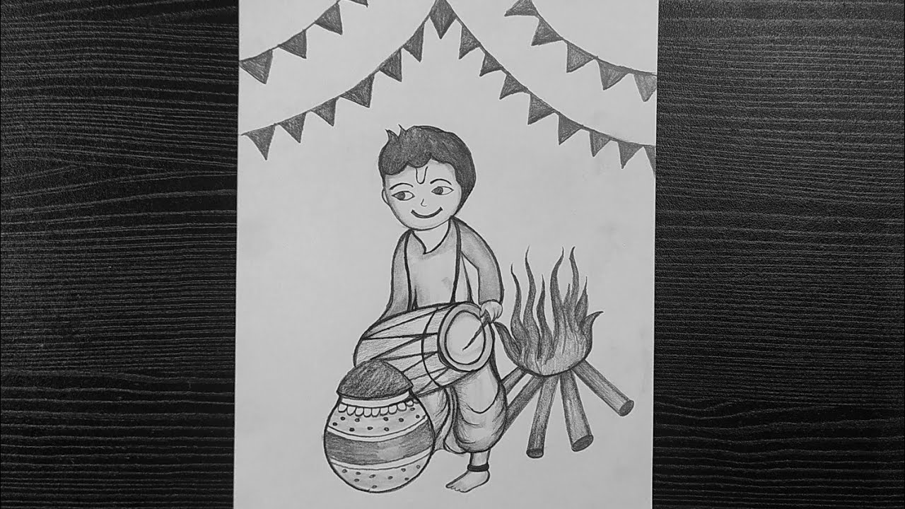 How To Draw Holika Dahan Drawing || Holi Special Drawing For Kids ...