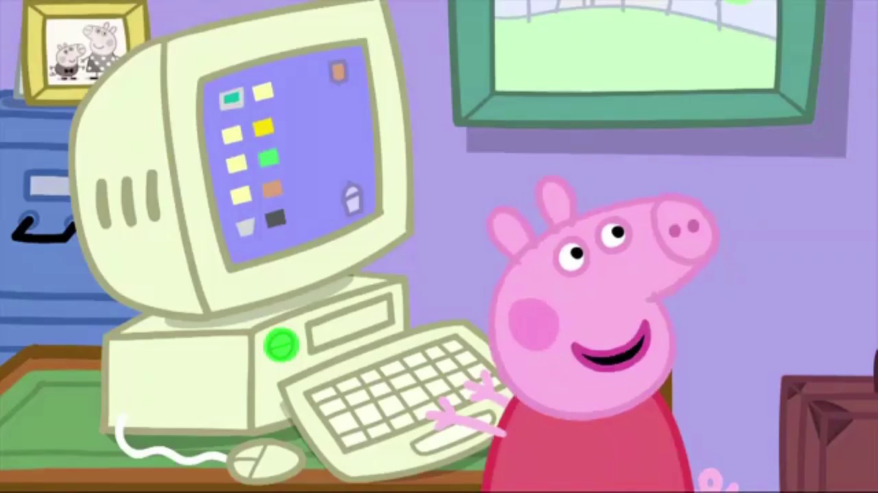 peppa pig teaches grandpa pig how to use pc - YouTube