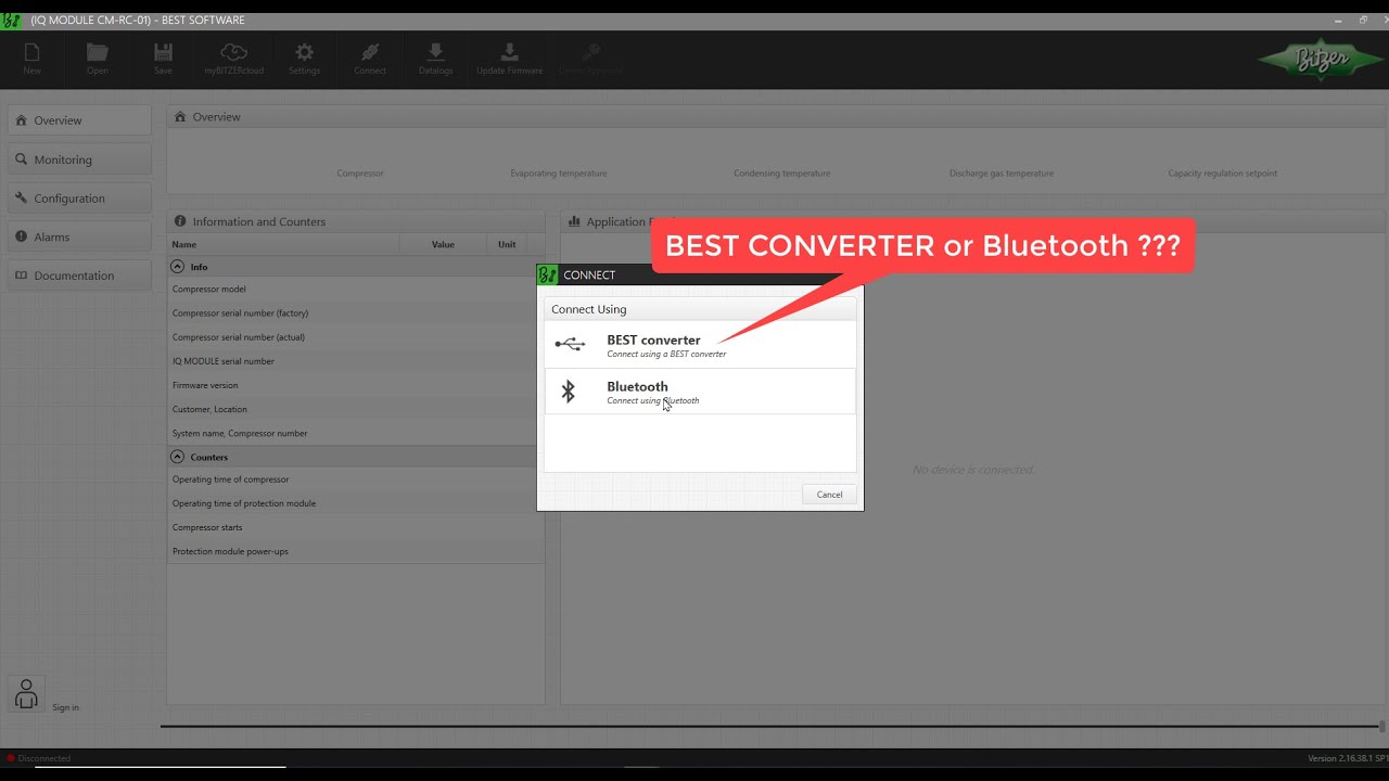 Config bitzer compressor parameters by best USB converter vs best ...