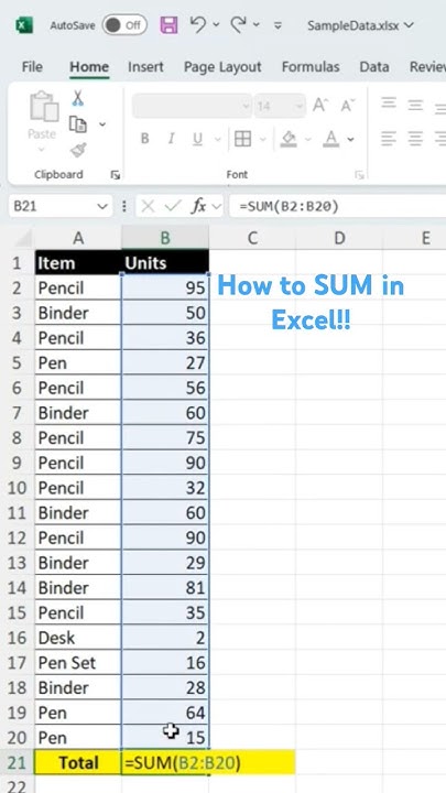 How to use Sum formula in Excel! #excelforbeginners #exceltutorial #sumfunction - YouTube