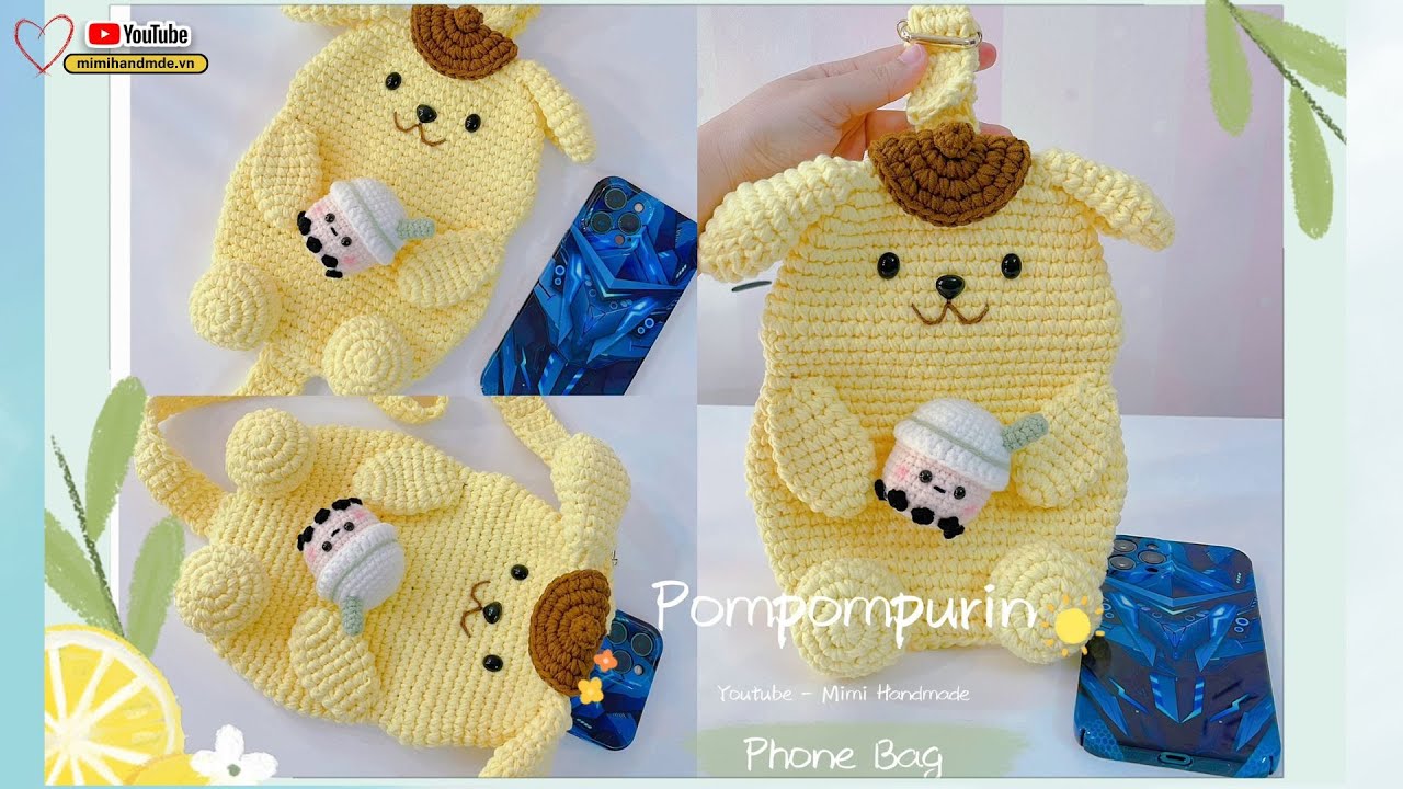 Móc Túi Đựng Điện Thoại Pompompurin 💌 Crochet Pompompurim Bag Sanrio ...