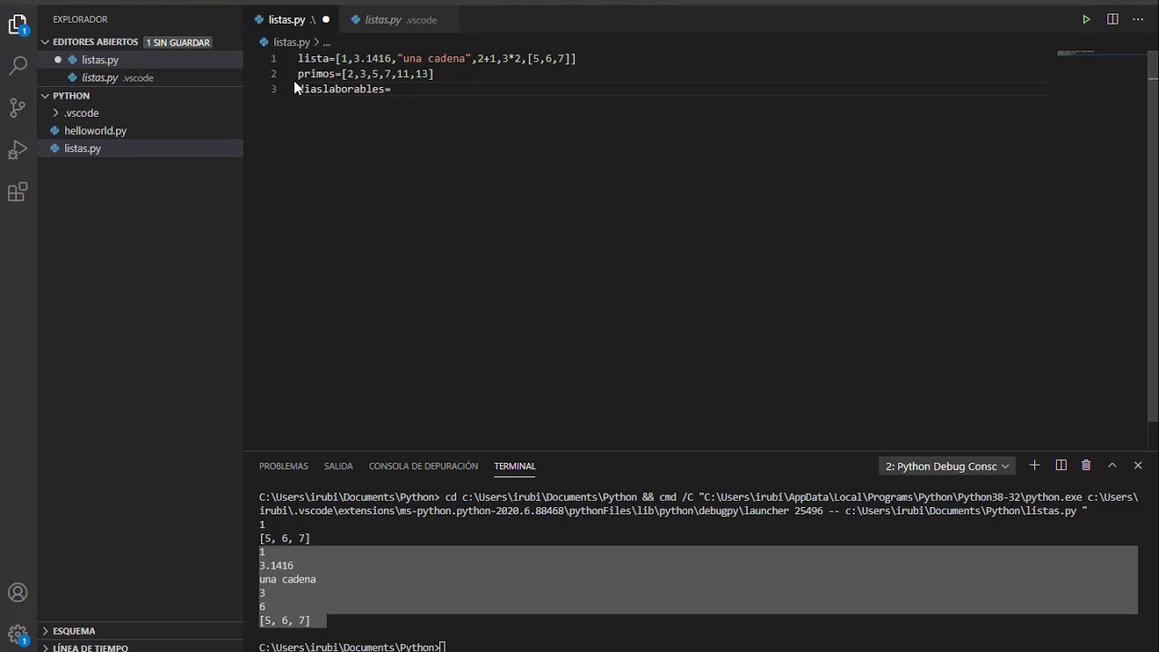 Aprendiendo Python - 08 Listas - YouTube