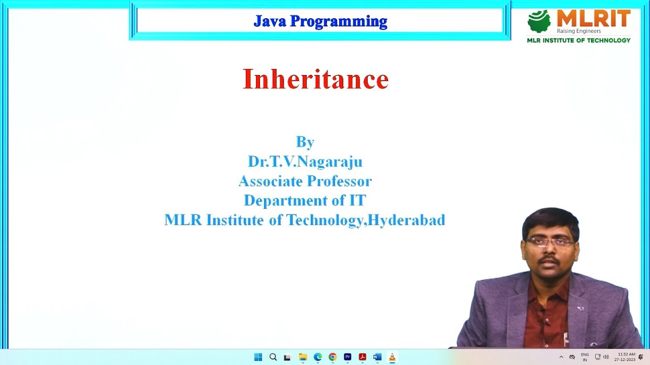 Lec12 Java Programming Inheritance By Dr Tv Nagaraju Youtube