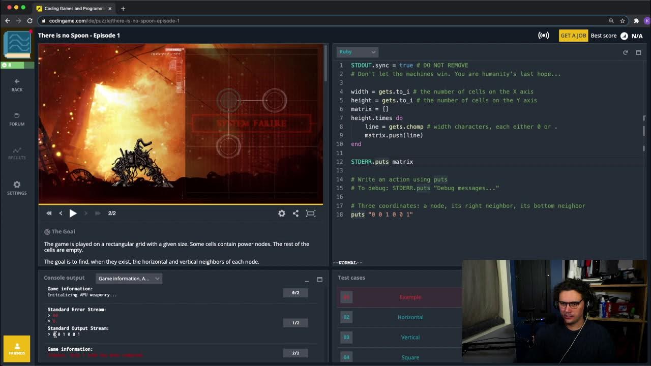 CodinGame is addicting :) | Day 28 of 100 days of code | Ruby - YouTube