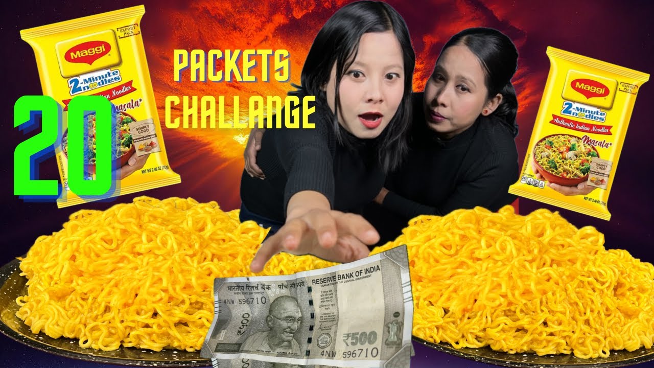 20 PACKETS OF MAGGIE CHALLENGE 😭 || MAGGIE MASALA🔥🔥🔥 - YouTube