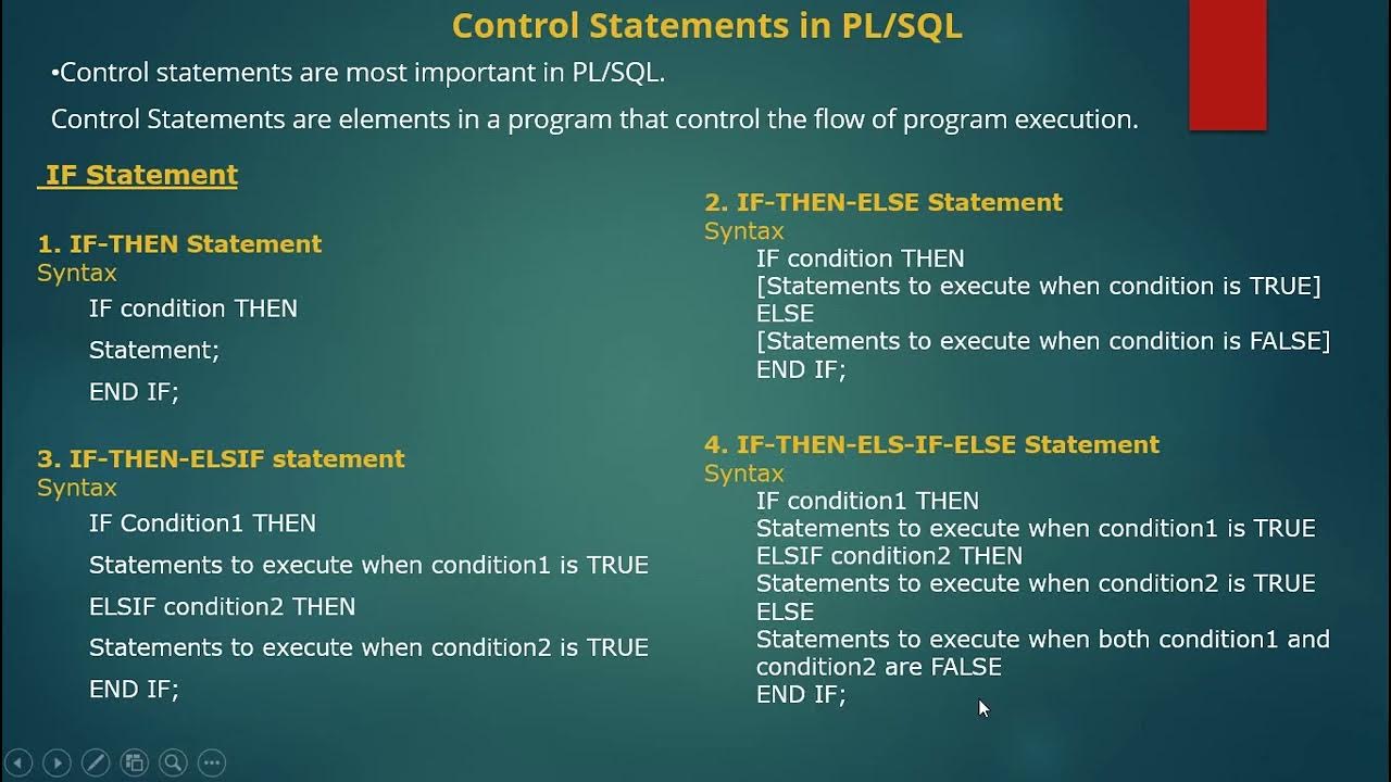 Control Statements IF and While in PL SQL - YouTube