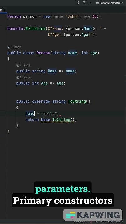 Primary Constructors - YouTube