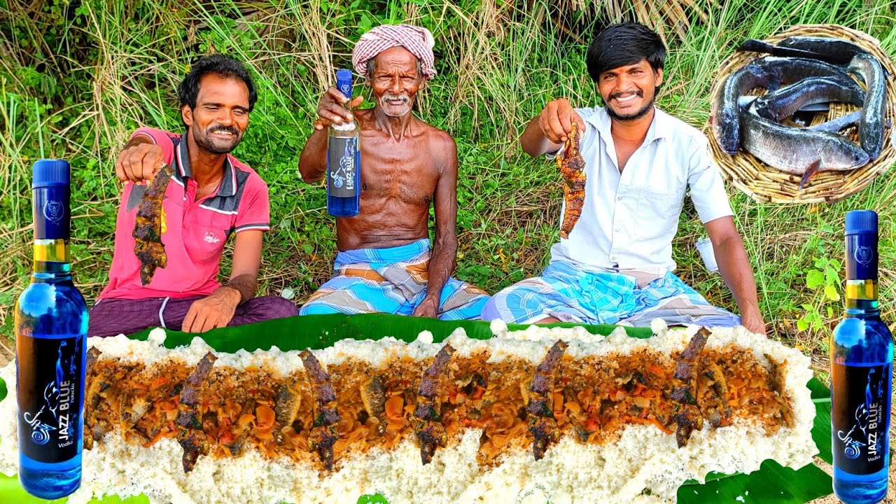 SNAKEHEAD MURREL FISH AND JAZZ BLUE VODKA DRINKING- Viral meen _ River ...