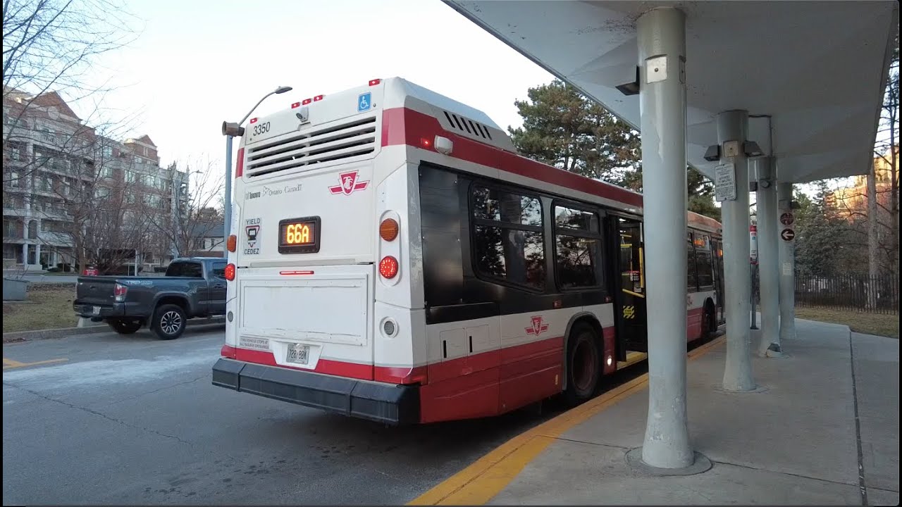 TTC 66A Prince Edward Bus Ride #3350 from Humber Loop to Old Mill Stn ...