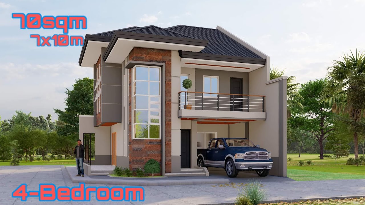 TWO STOREY 4 - BEDROOM SIMPLE HOUSE DESIGN - YouTube