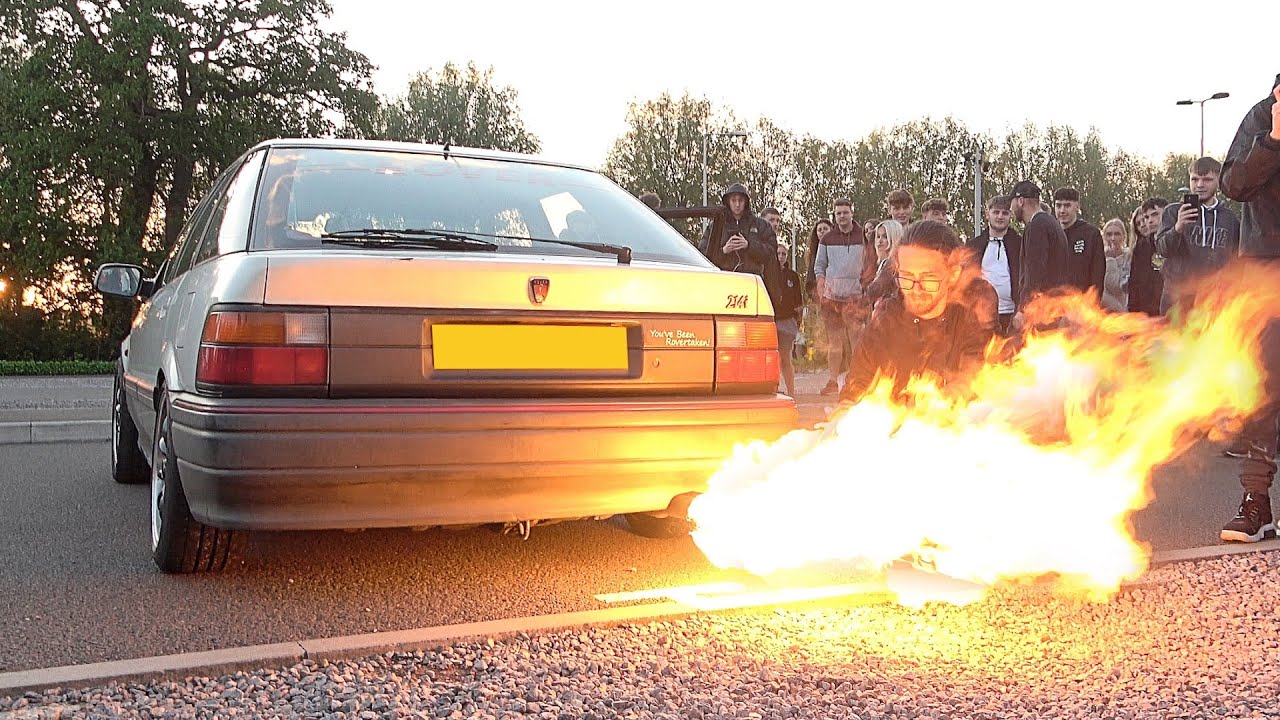 ROVER Takes OVER Car Meet With HUGE Flames! - Modified Cars Leaving A ...