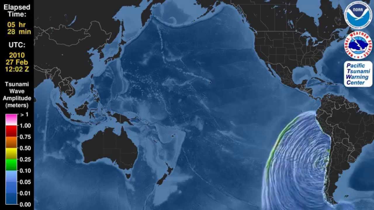 Tsunami Animation: Maule, Chile 2010 (Mercator) - YouTube