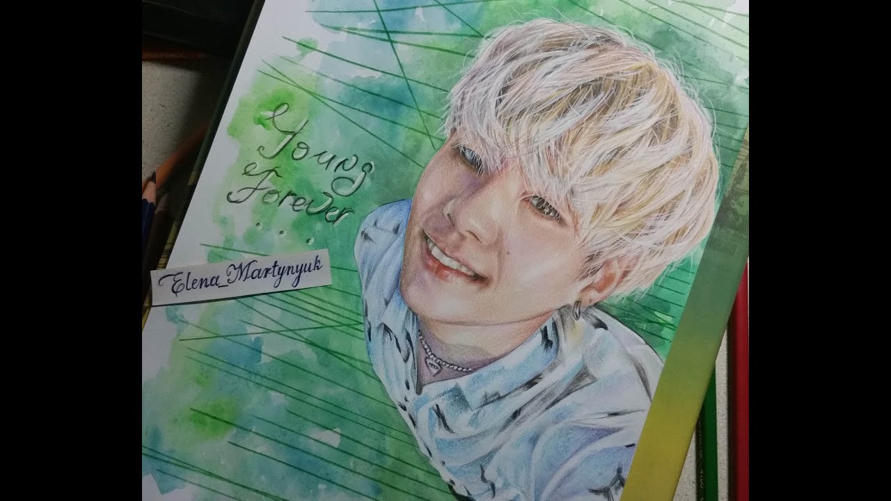 BTS Min Suga (슈가) drawing (by Elena Martynyuk) - YouTube