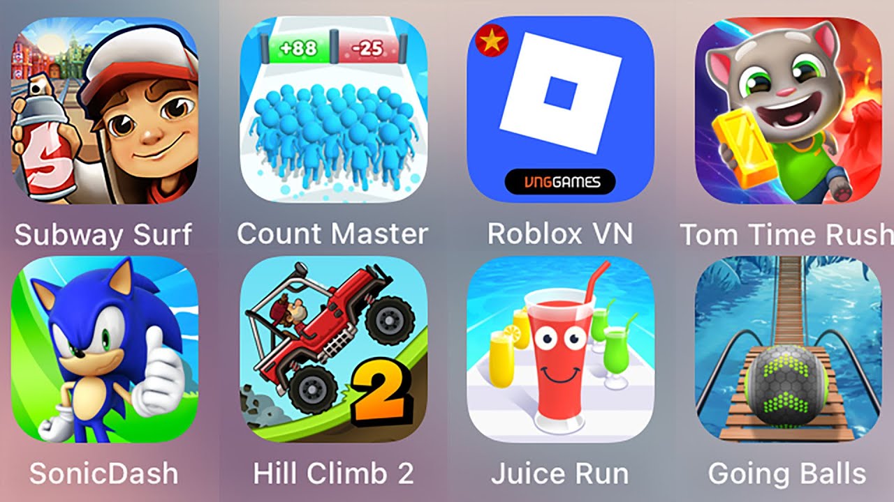 Roblox,Tom Time Rush,Subway Surf,Count Master 3D,Sonic Dash,Hill Climb ...