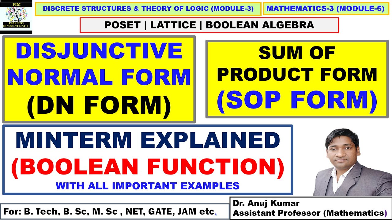 Disjunctive Normal Form | Sum of Minterms | SOP From | DNF Examples ...