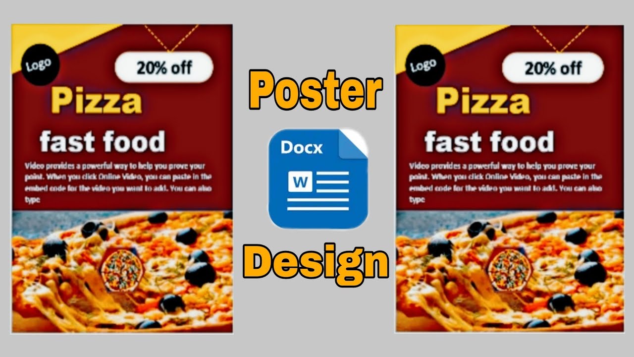 How to make Pizza poster in ms word. - YouTube