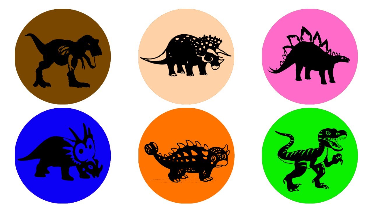 RAINBOW COLORS - Stegosaurus, Styracosaurus, T-rex, Triceratops ...