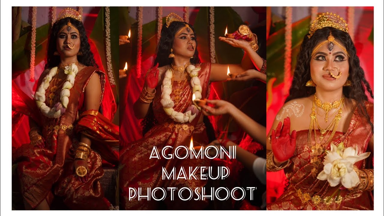 Agomoni Makeup Photoshoot 2024||🙏Agomoni makeup tutorial || মা দুৰ্গা ...