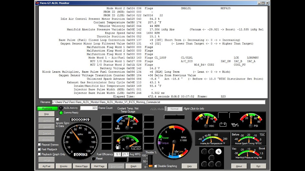 Fiero GT ALDL Monitor In Car Demo - YouTube