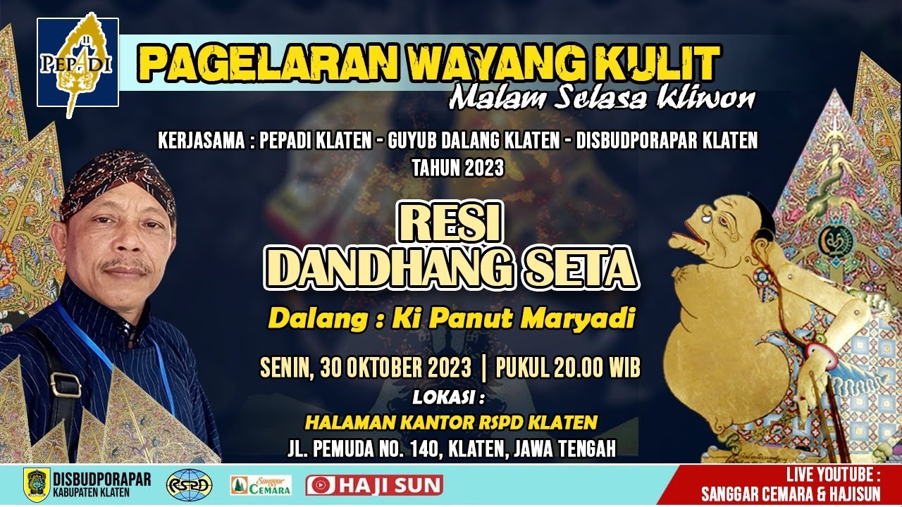 LIVE. Wayang Kulit Malam Selasa Kliwon di RSPD Klaten. Ki Panut Maryadi ...