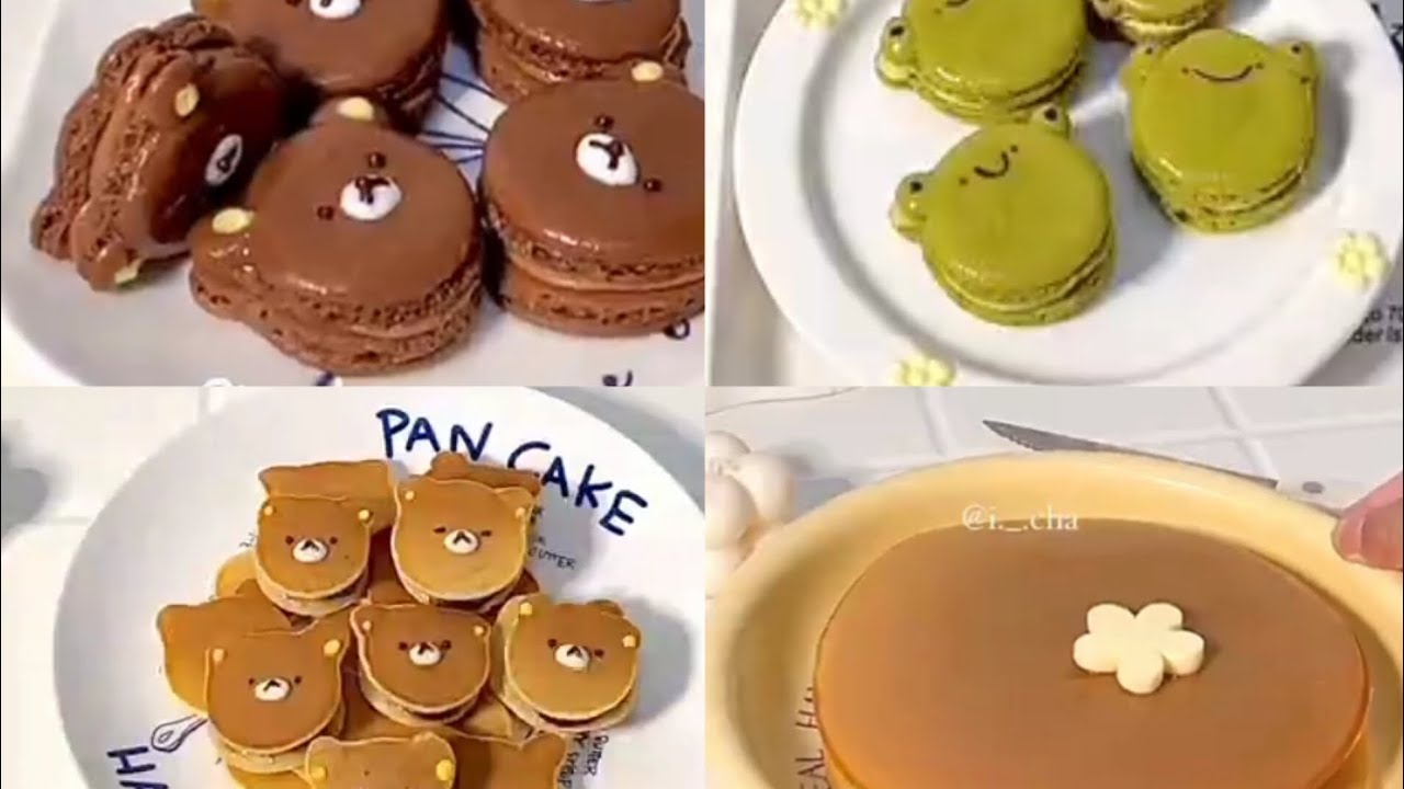 MOZZARELLA PANCAKE//BEAR PANCAKE//FROGGIE MACARONS//CHOCOLATE MACARONS ...