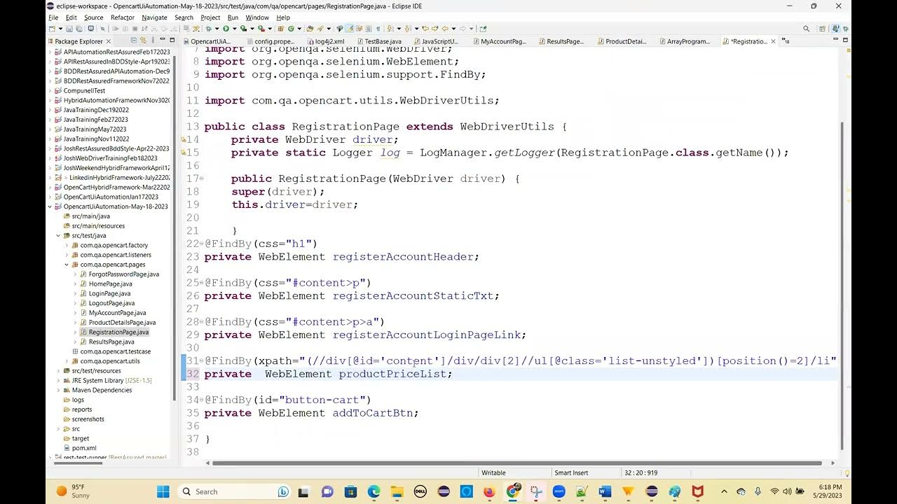 WebDriver HybridFramework Registrationpage Design Part1 May 29 2023 - YouTube