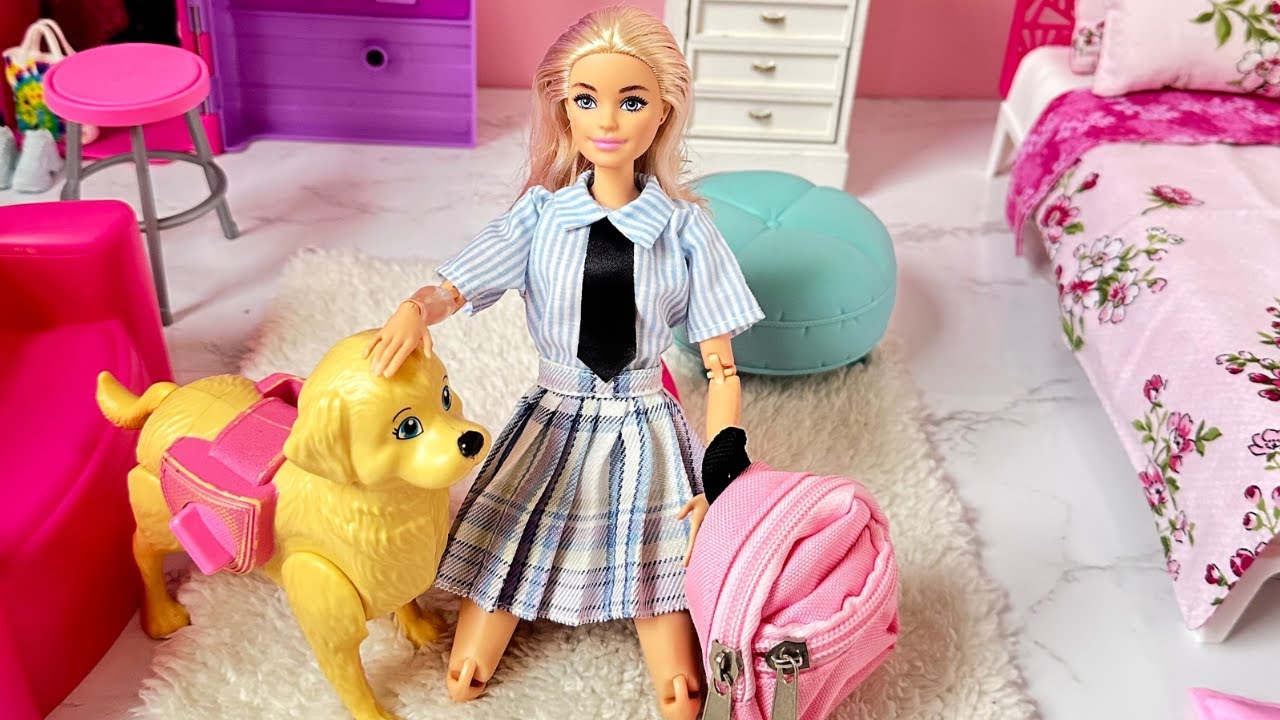 BARBIE DOLL SCHOOL ROUTINE 🎒🧳📚📝 - YouTube