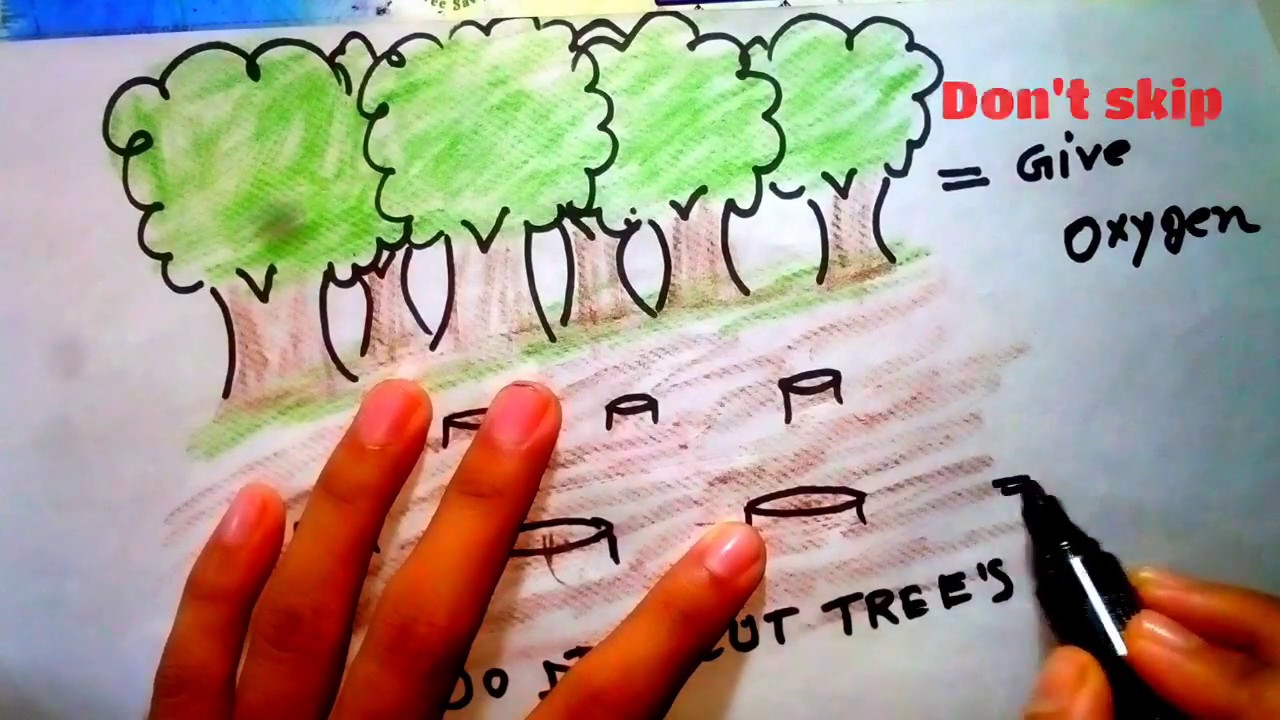 Don't cut trees drawing | how to draw don't cut the tree 2019 | save ...