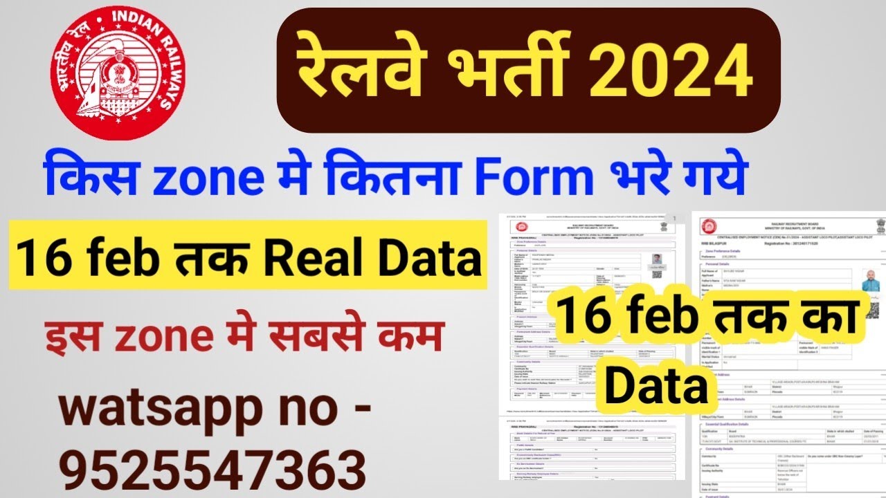 ALP ZONE WISE REAL DATA 16 FEB 2024तक| किस zone me kitna form bhara gya hai || - YouTube