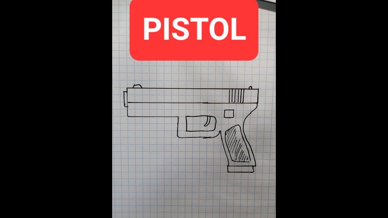 🔫 How to draw a PISTOL easy / drawing Glock 17 gun step by step 👮 - YouTube