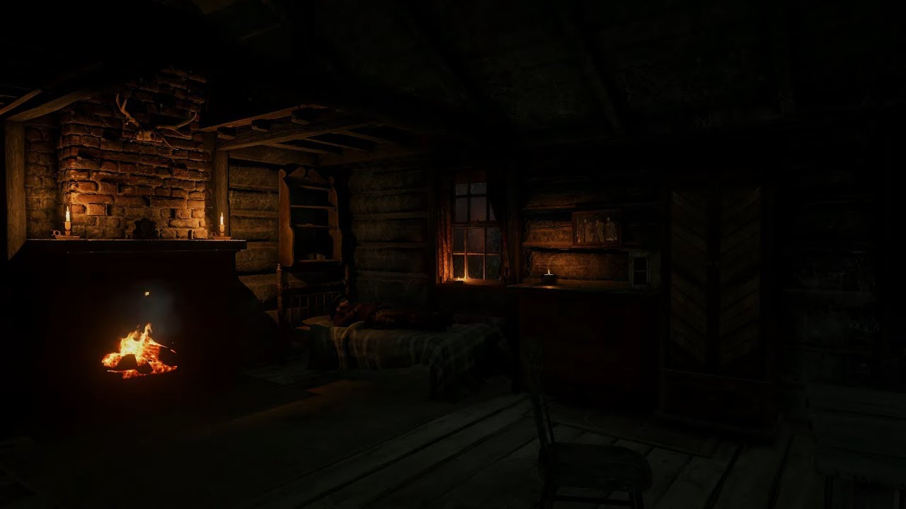 Sleeping in a cozy cabin during a thunderstorm | RDR2 ASMR - YouTube