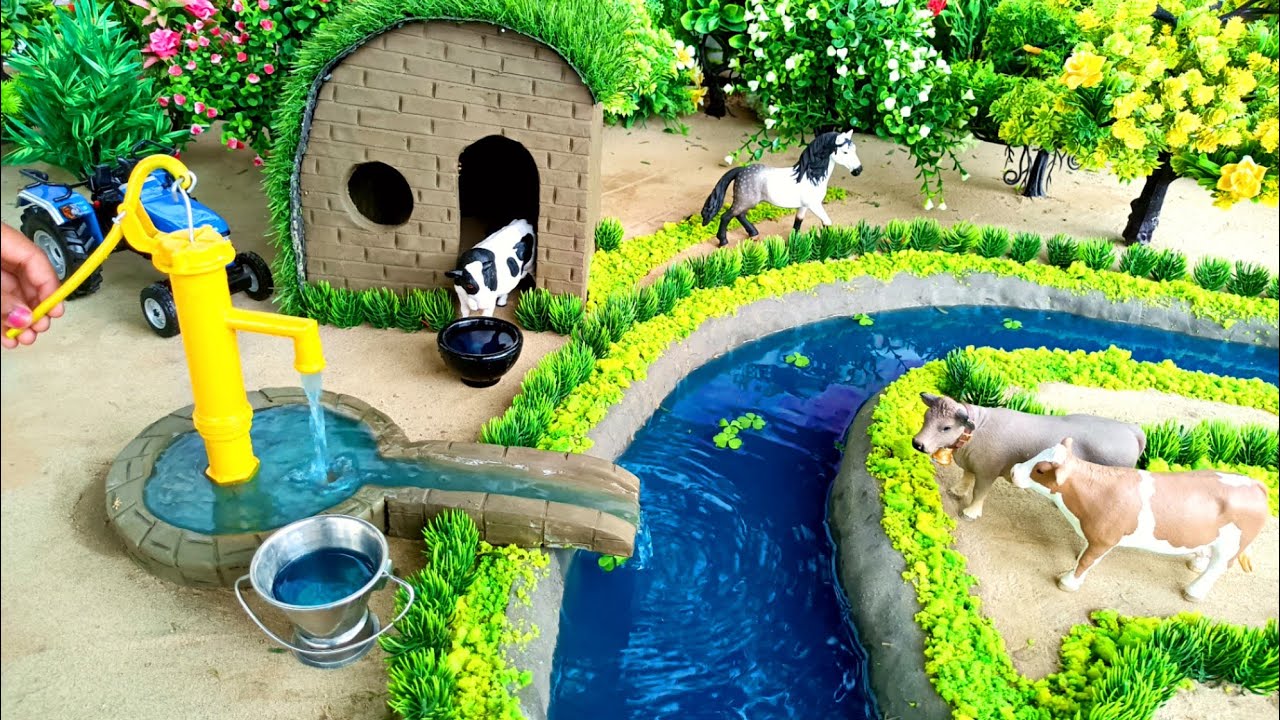 DIY mini Farm Diorama with house for cow, pig | How to supply water ...
