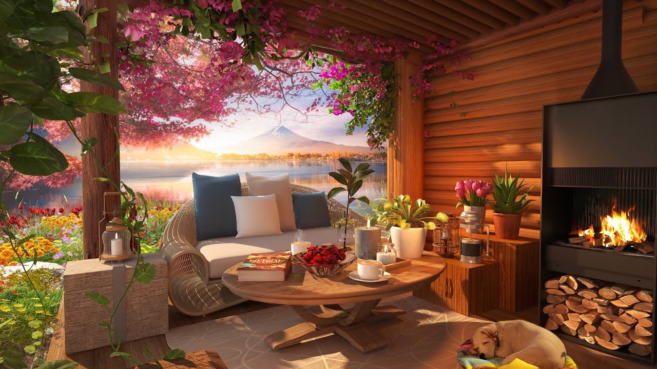 Cozy Spring Porch by Lakeshore Ambience | Wake Up with CHERRY BLOSSOMS ...