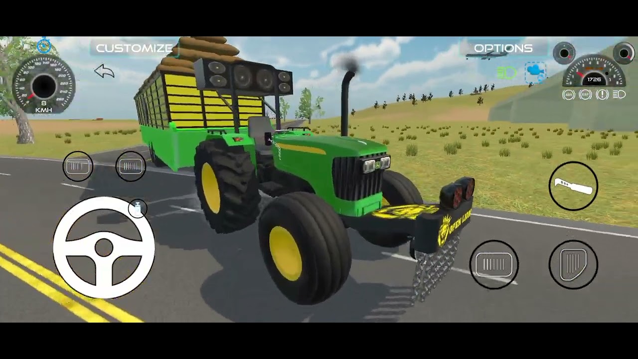 johndear tractor 🚜 with big trolley loaded 😱 drifting video khatarnak ...