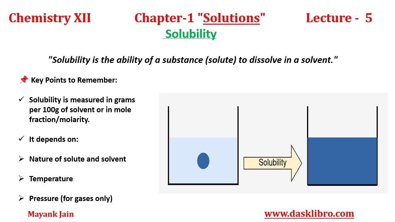 Solubility | Class 12 Chemistry Chapter 1 Solutions | Arambh Lecture 1. ...