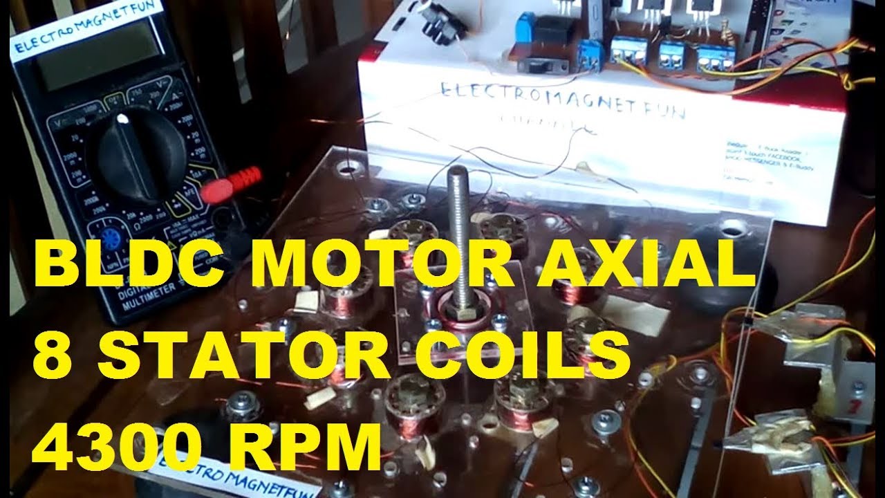 Brushless DC (BLDC) Motor 3 : axial motor, 8 coils stator, 8 magnets ...