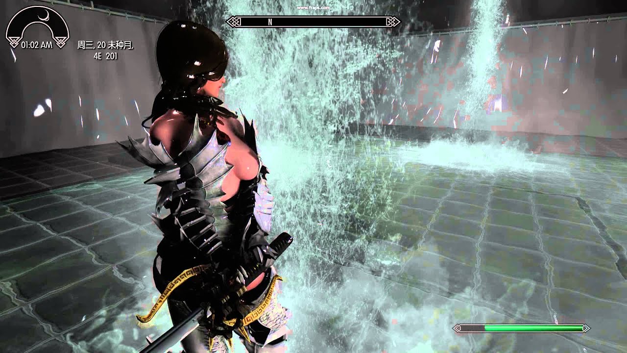 Skyrim Beauty ~ Sarah at Aether Suite showroom holding sword - YouTube