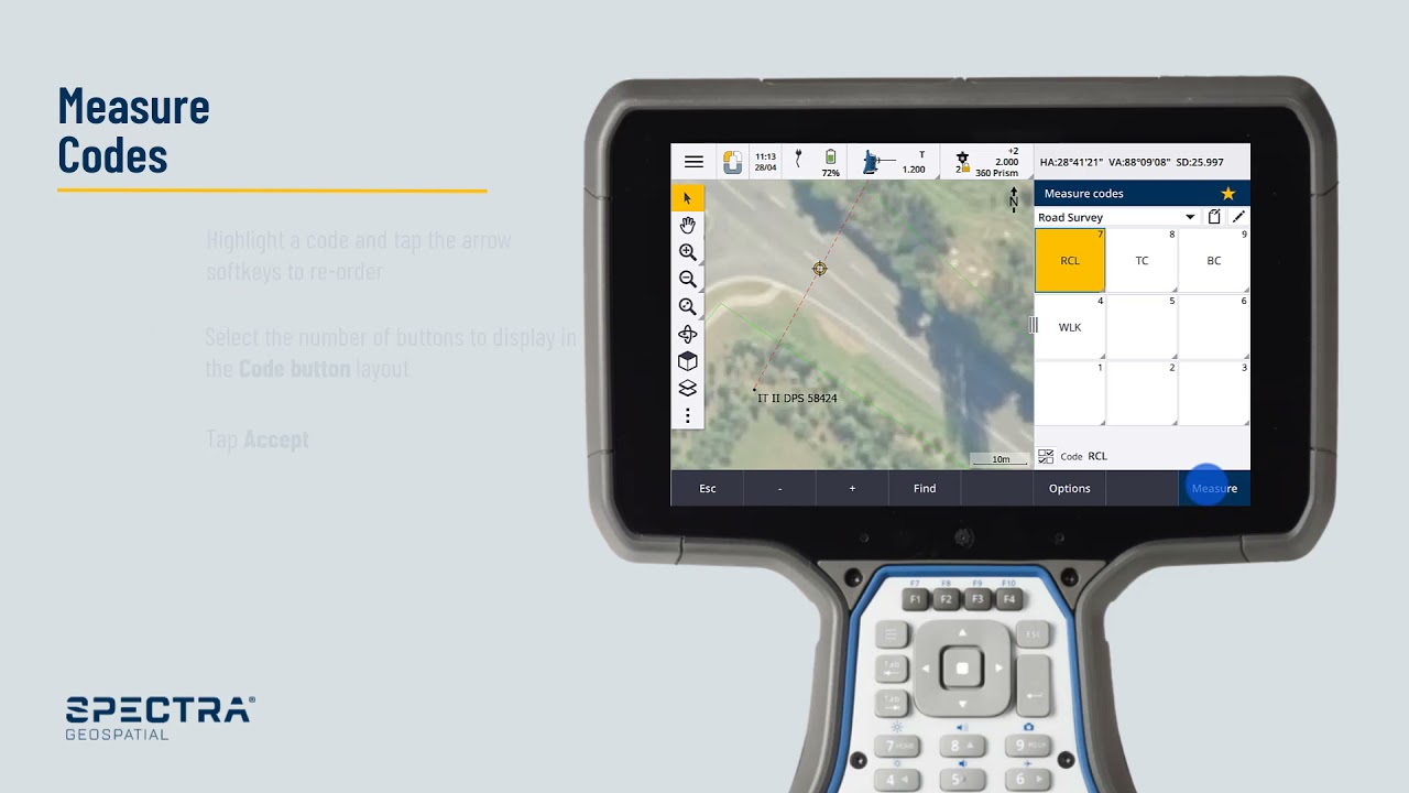 Spectra Geospatial Origin Field Software, Measure Codes - YouTube