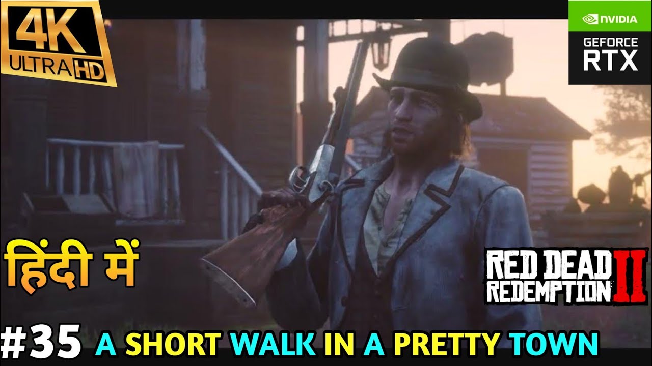 RDR2 a short walk in a pretty town mission part 35 gameplay in hindi ...