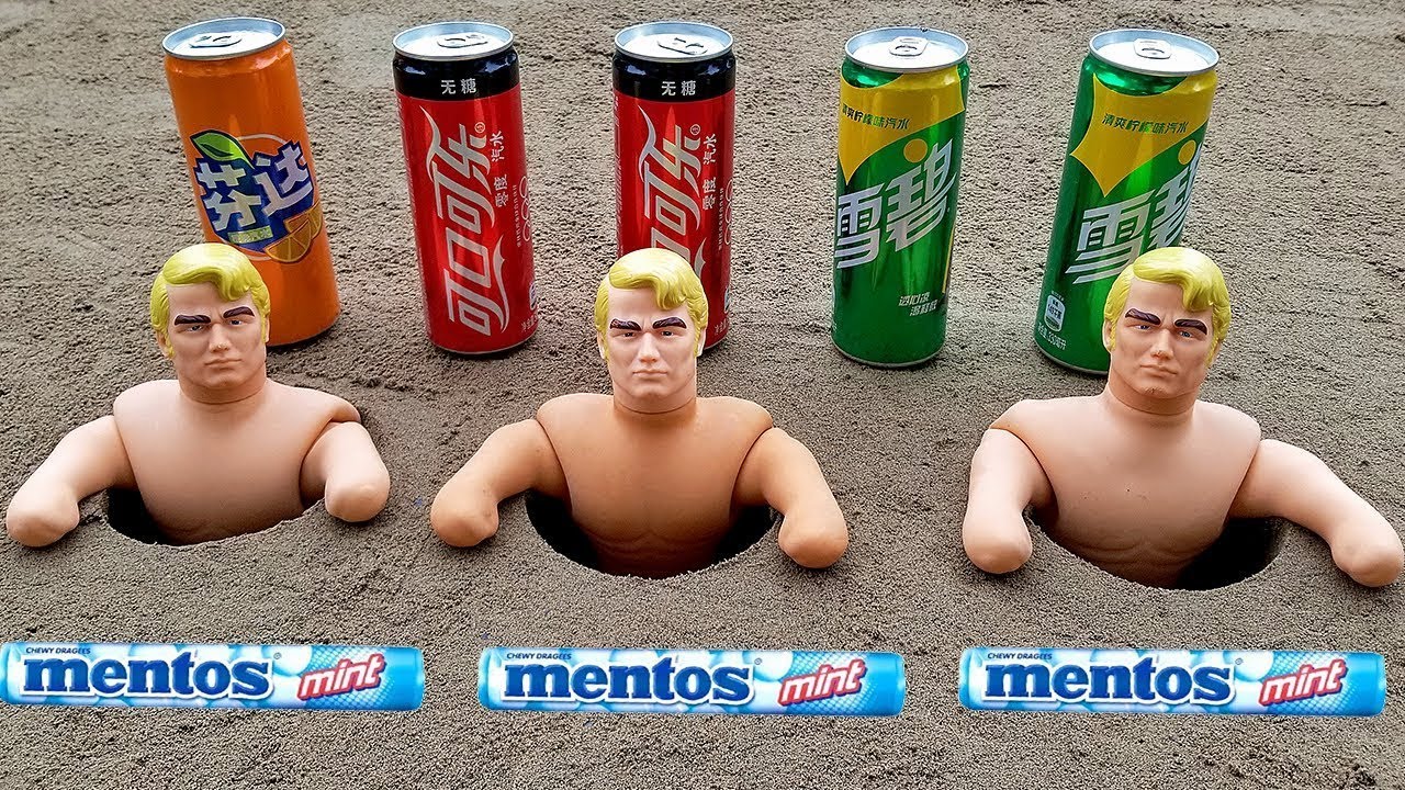 Giant Toothpaste Squirt,Fanta, Coca-Cola, Mirinda, Coke vs Mentos ...