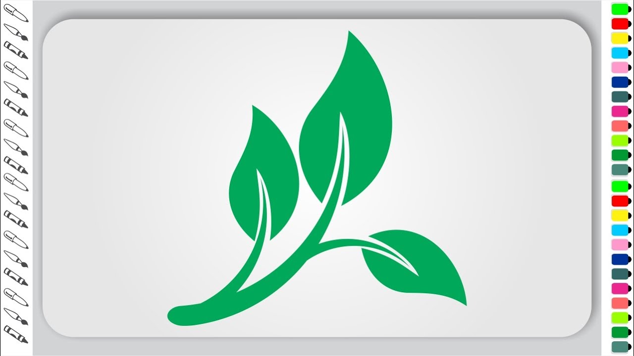 Leaf Icon Drawing with CorelDraw | Flat Vector Style | Drawing ...